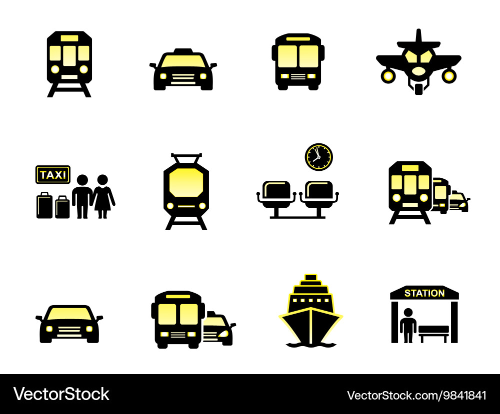 Glossy transport icons Royalty Free Vector Image