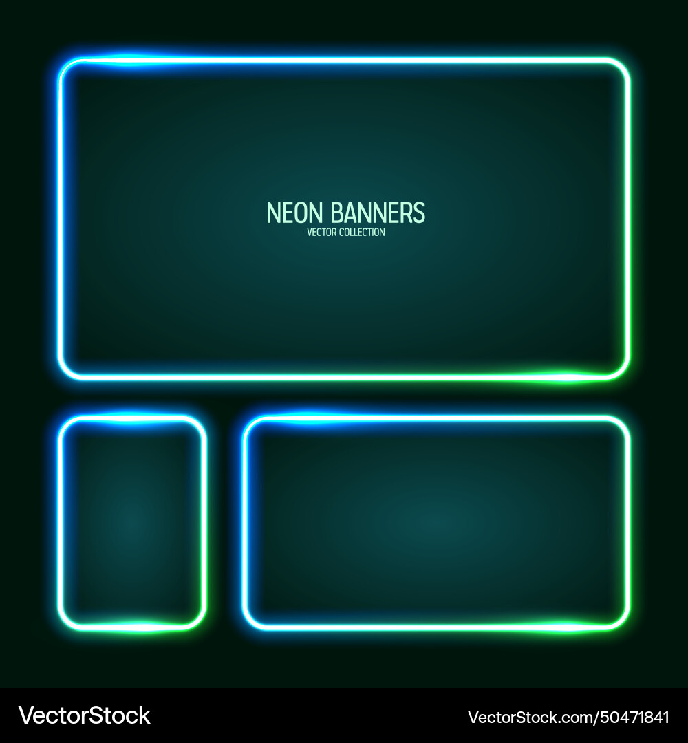 Glowing neon banners illuminated colorful square Vector Image