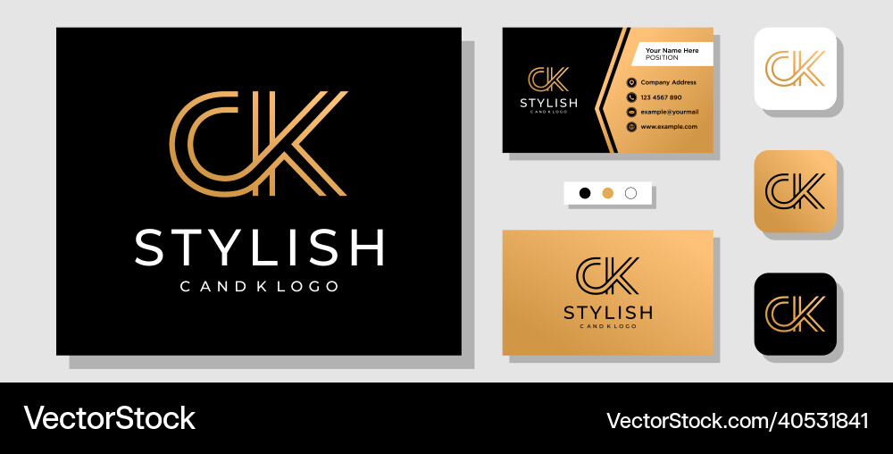 Initial letter c k luxury monogram gold logo Vector Image