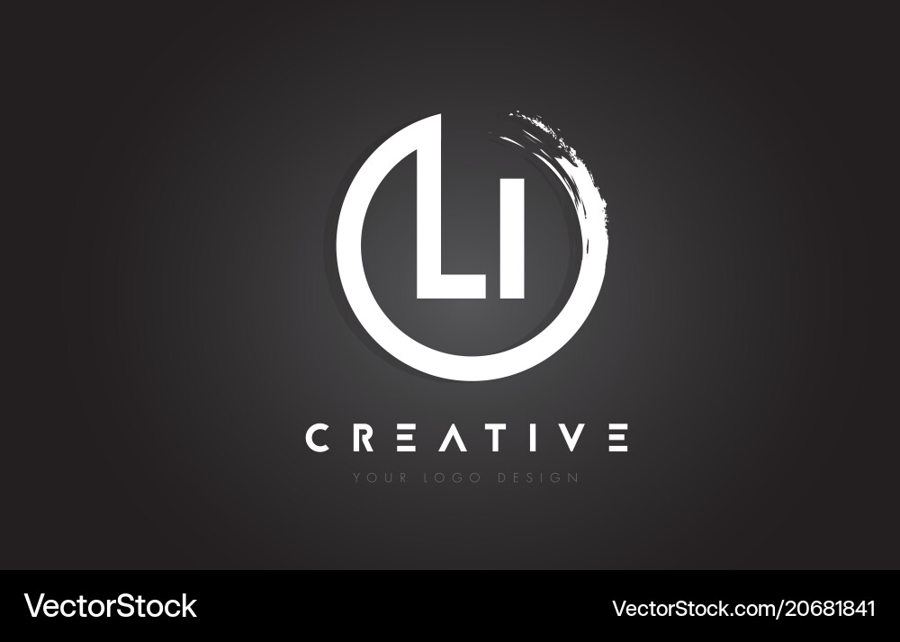 Li circular letter logo with circle brush design Vector Image