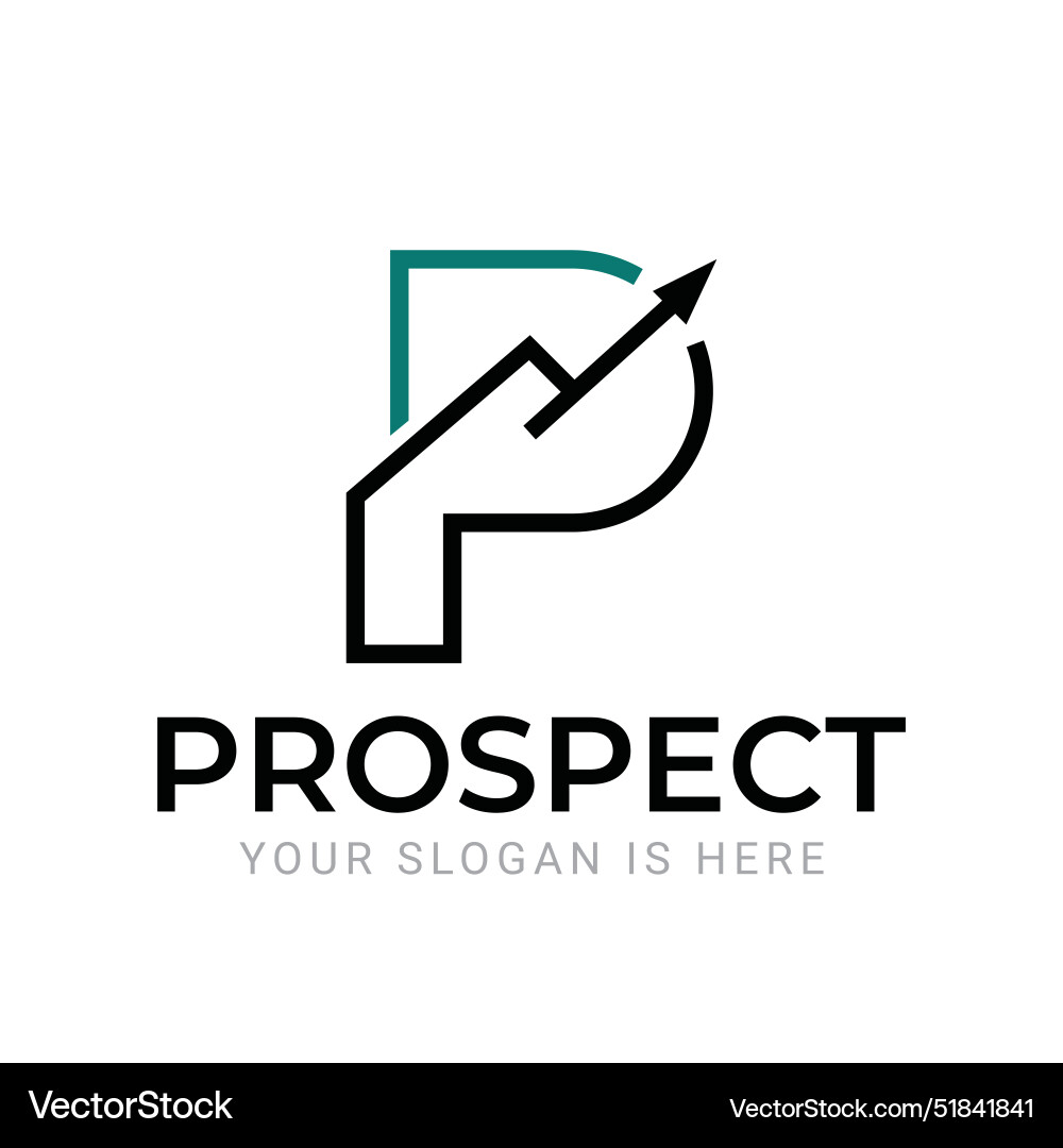 P letter prospect progress upward arrow line art Vector Image