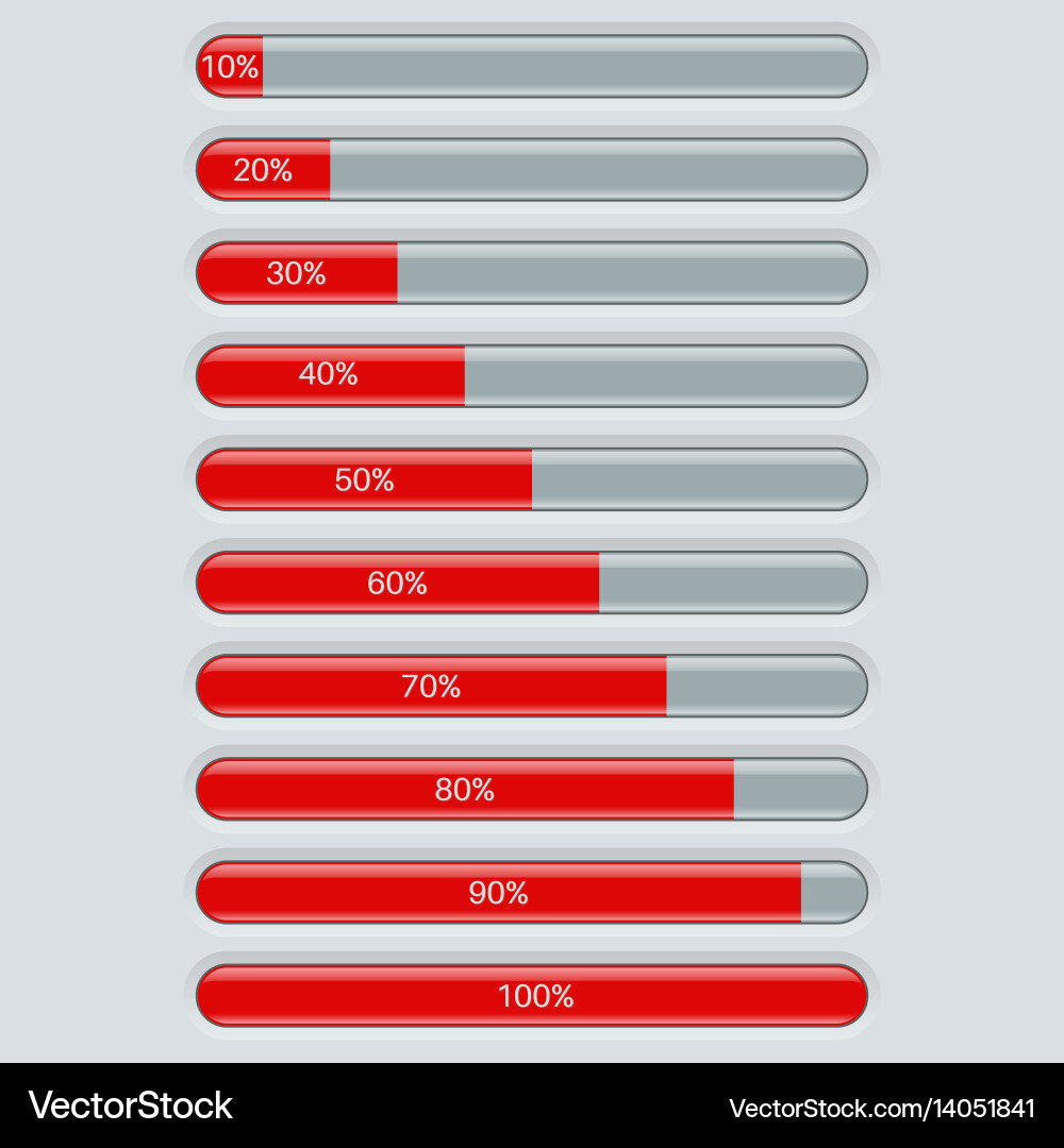 Progress bar with red percentage Royalty Free Vector Image