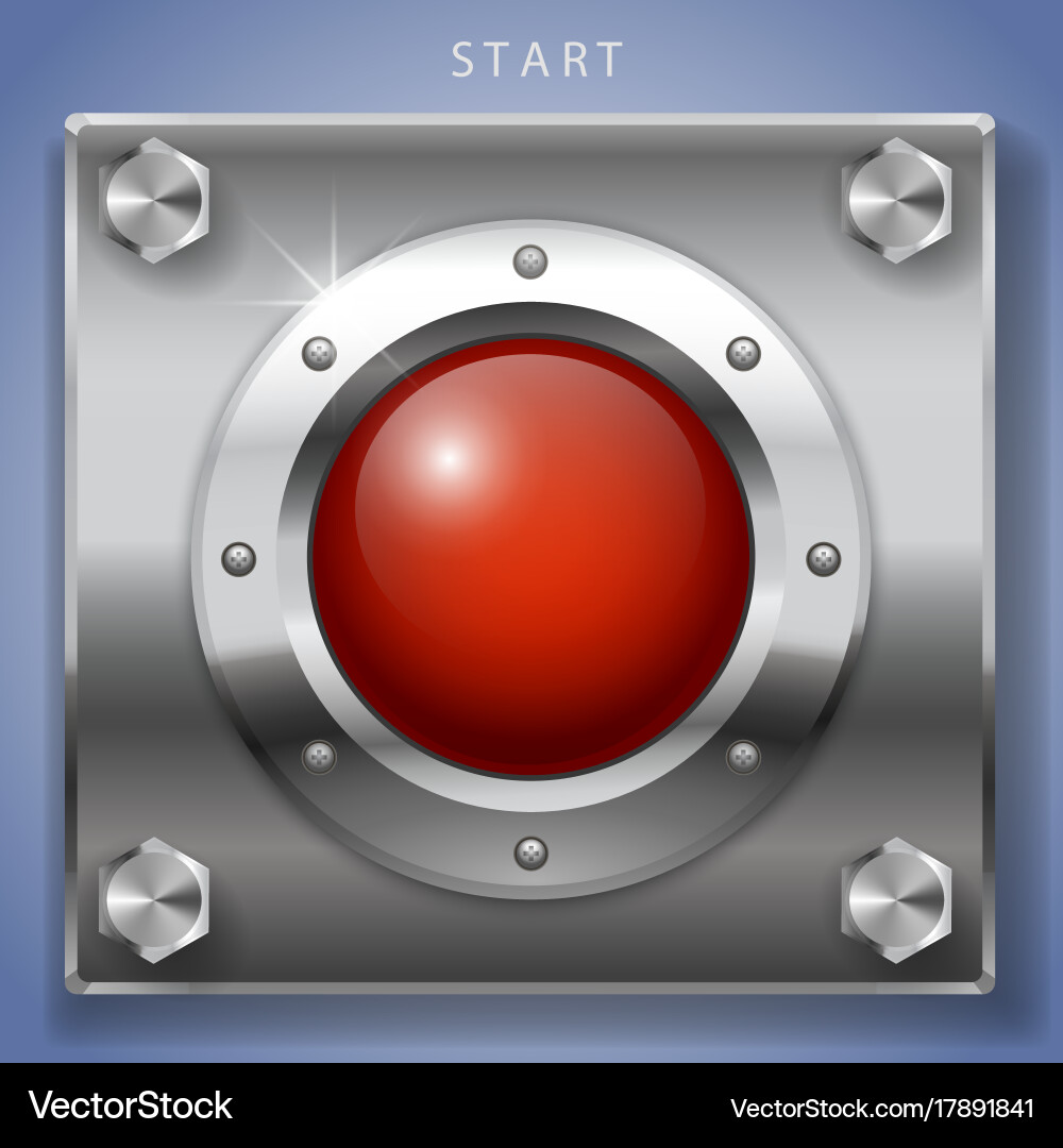 Red start button ignition Royalty Free Vector Image