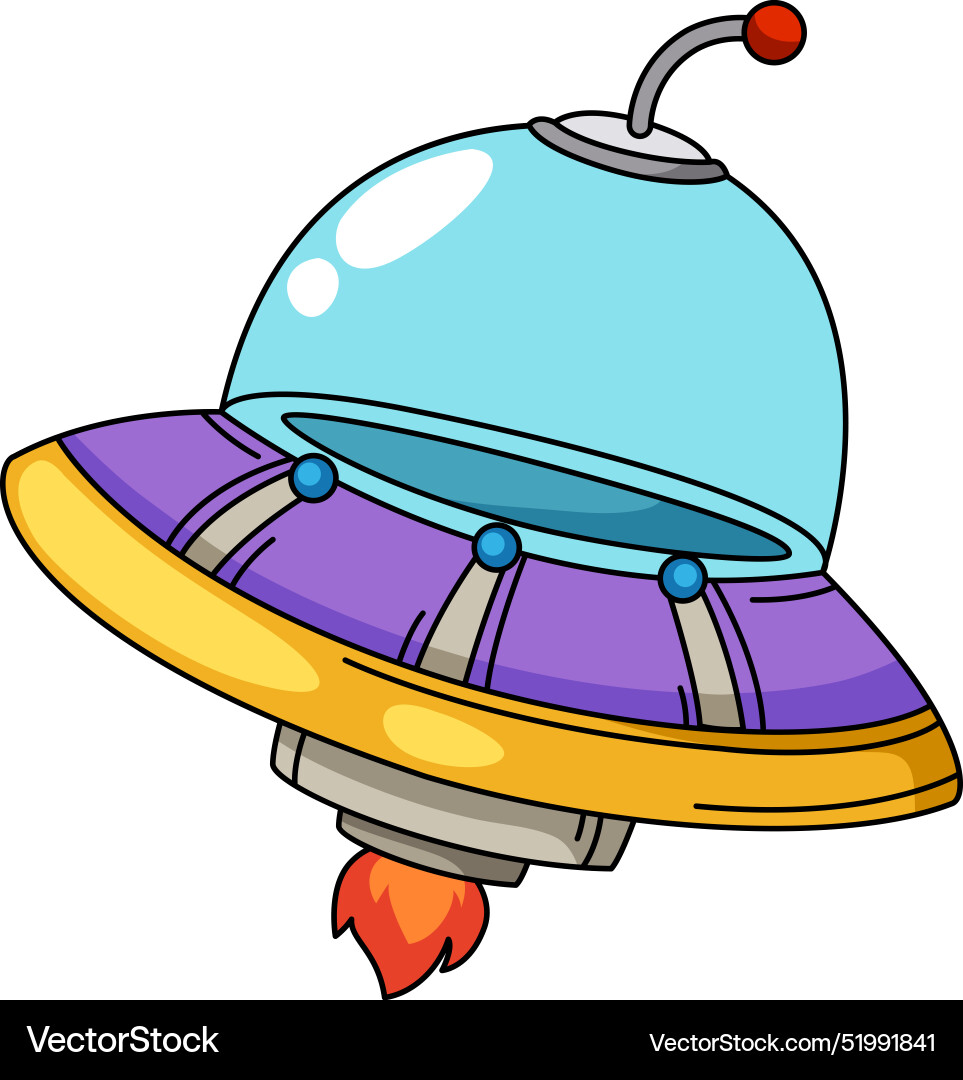 Ufo outline isolated on white background Vector Image