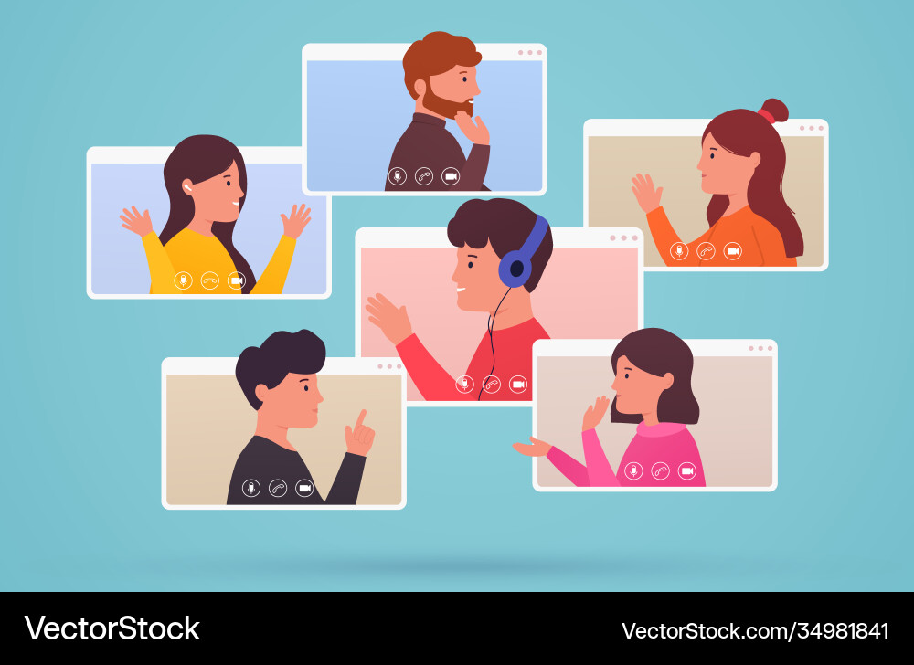 Video conferencing and web communication group Vector Image