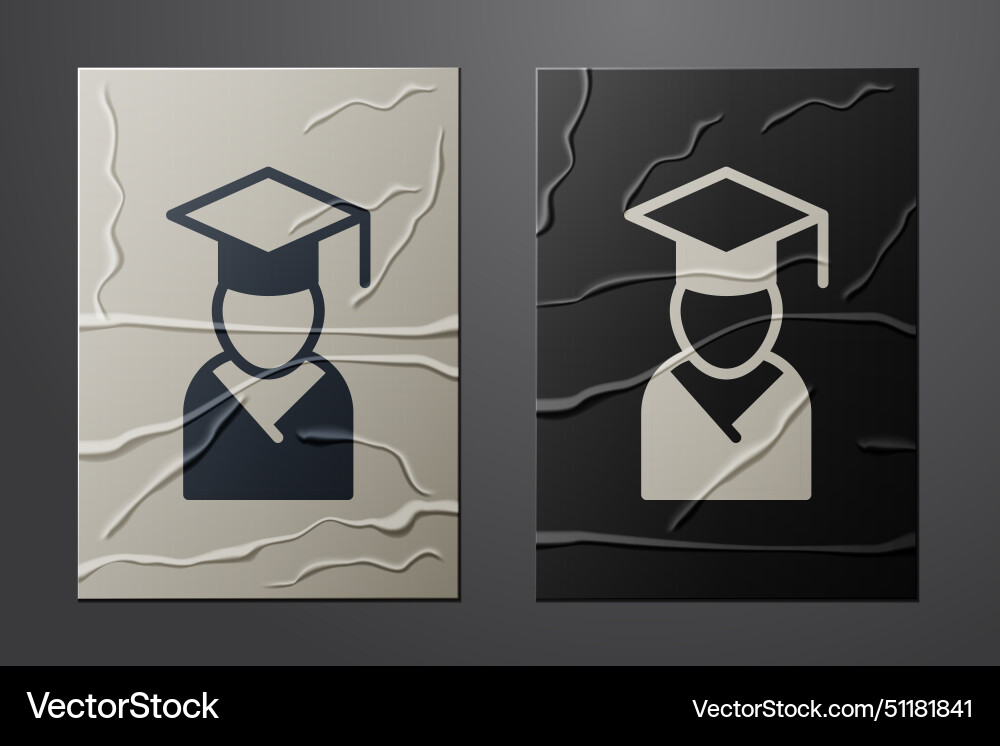 White graduate and graduation cap icon isolated Vector Image