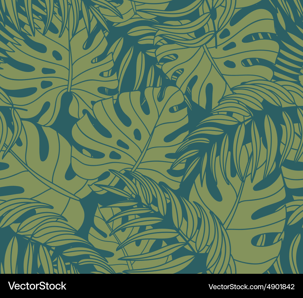 Beautiful seamless tropical jungle floral pattern Vector Image