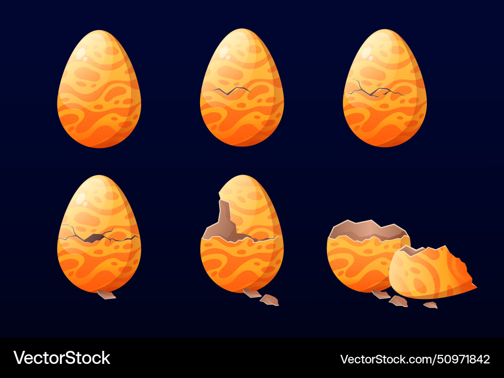 Cartoon magic egg hatching animation dragon eggs Vector Image