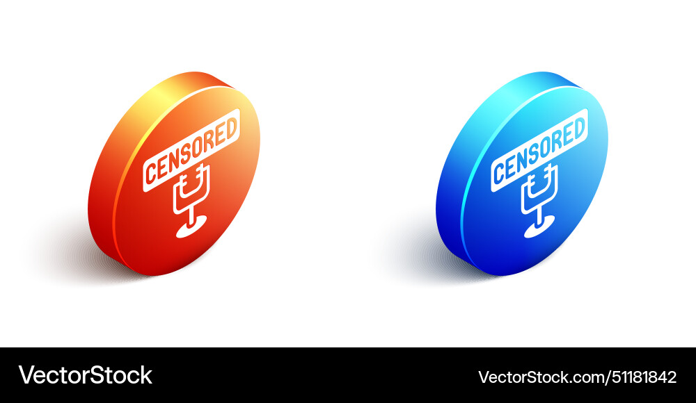Isometric censored stamp icon isolated on white Vector Image