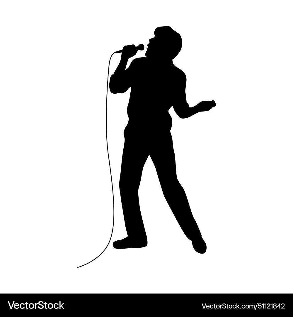 Man singing karaoke with micro happy singer Vector Image