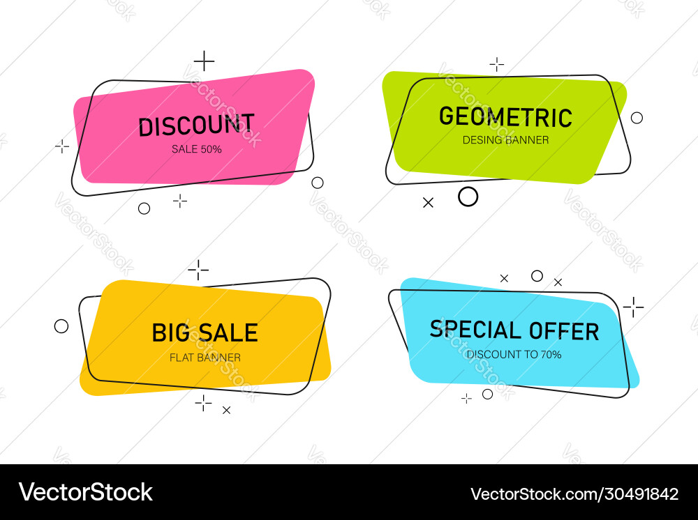 Modern banners with geometric shapes label title Vector Image