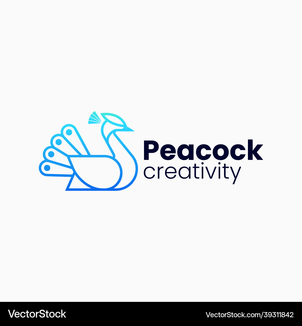 Peacock Line Art Logo Royalty Free Vector Image