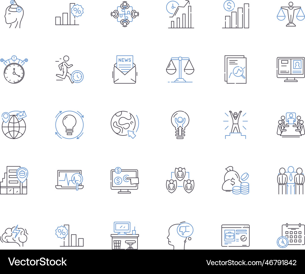 Sales analytics line icons collection performance Vector Image