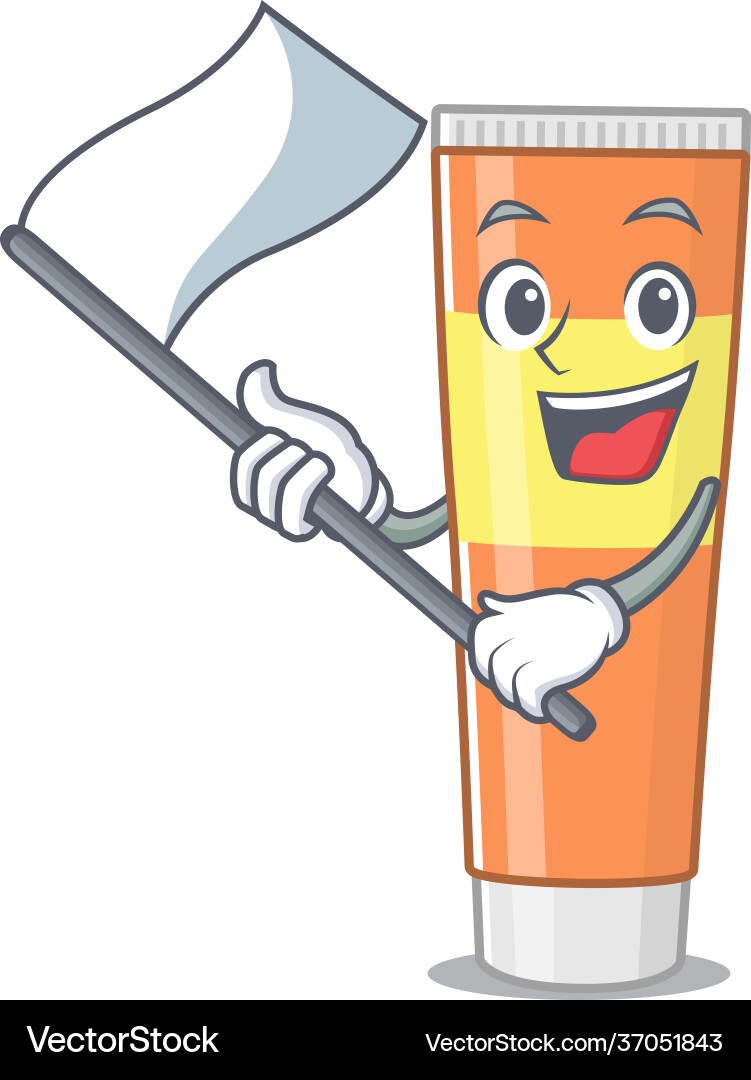 A brave toothpaste mascot holding white flag Vector Image