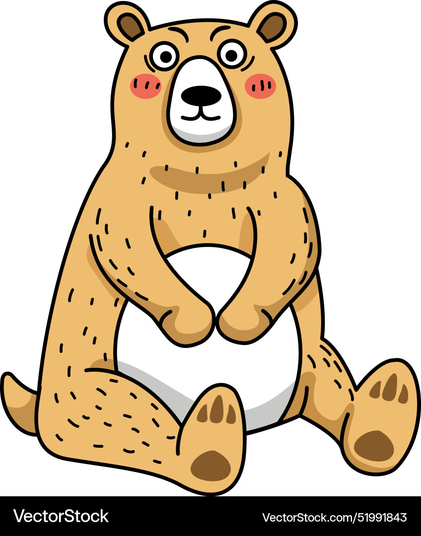 Bear outline white on background Royalty Free Vector Image