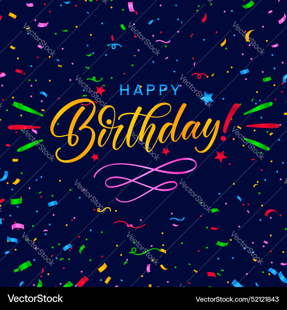 Happy birthday lettering design template for card Vector Image