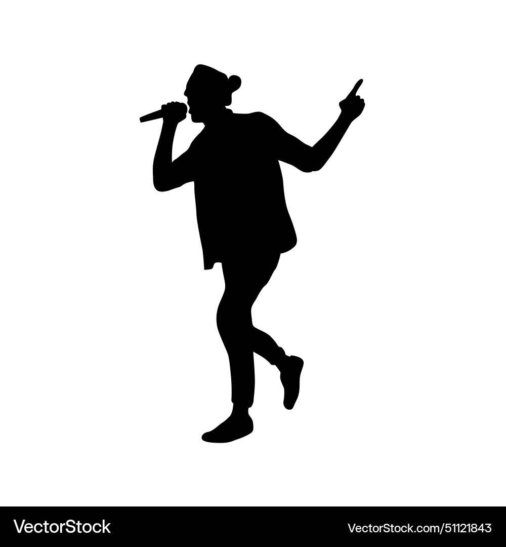 Man singing karaoke with micro happy singer Vector Image