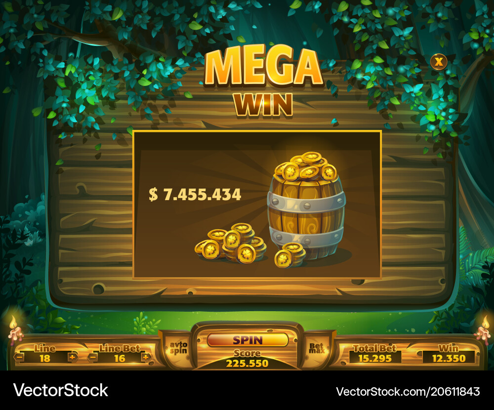 Playing field win window shadowy forest gui Vector Image