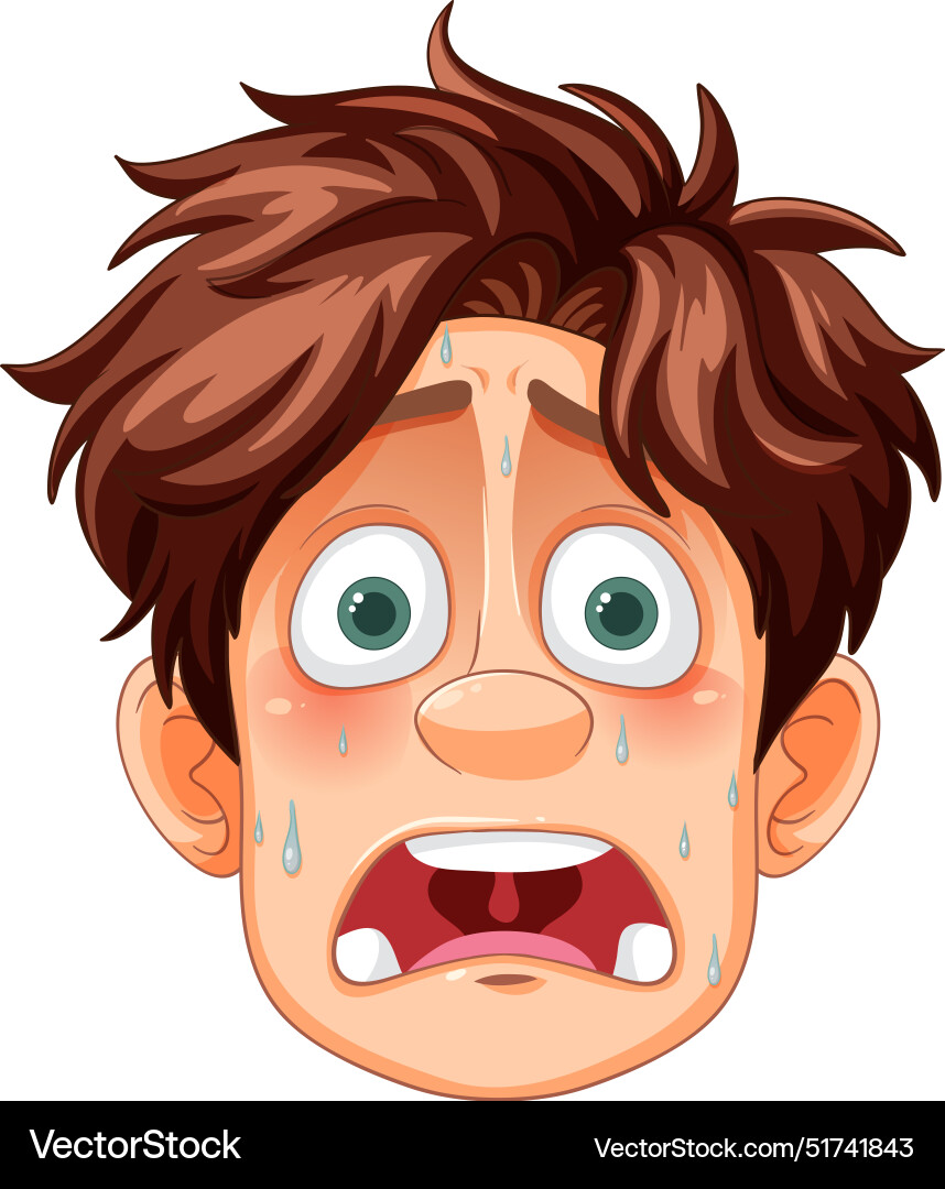 Shocked Cartoon Face with Sweat Royalty Free Vector Image