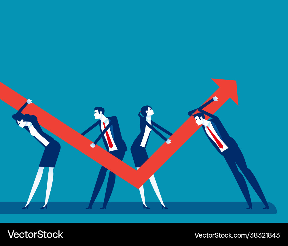 Team holding arrow up as symbol supporting Vector Image