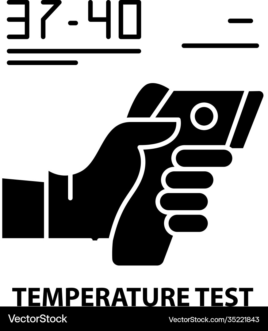 Temperature test icon black sign Royalty Free Vector Image