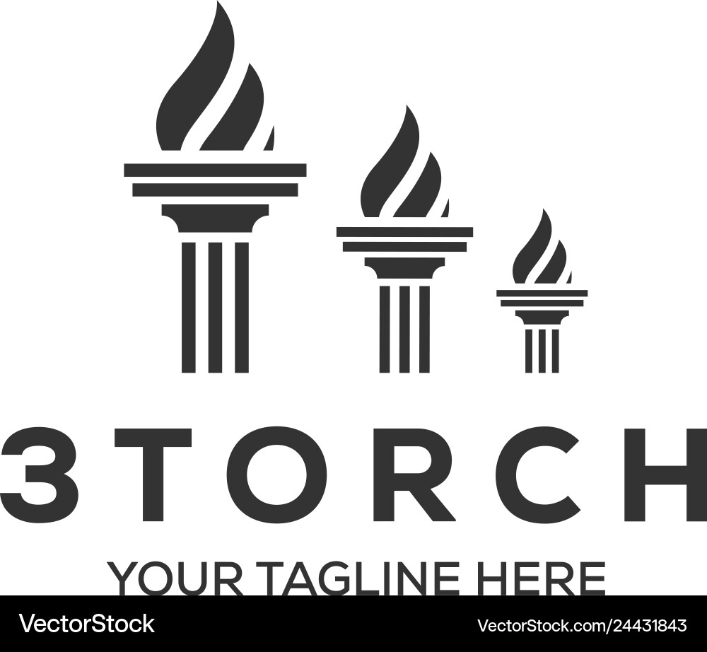 Three Torch Logo Concepts Royalty Free Vector Image