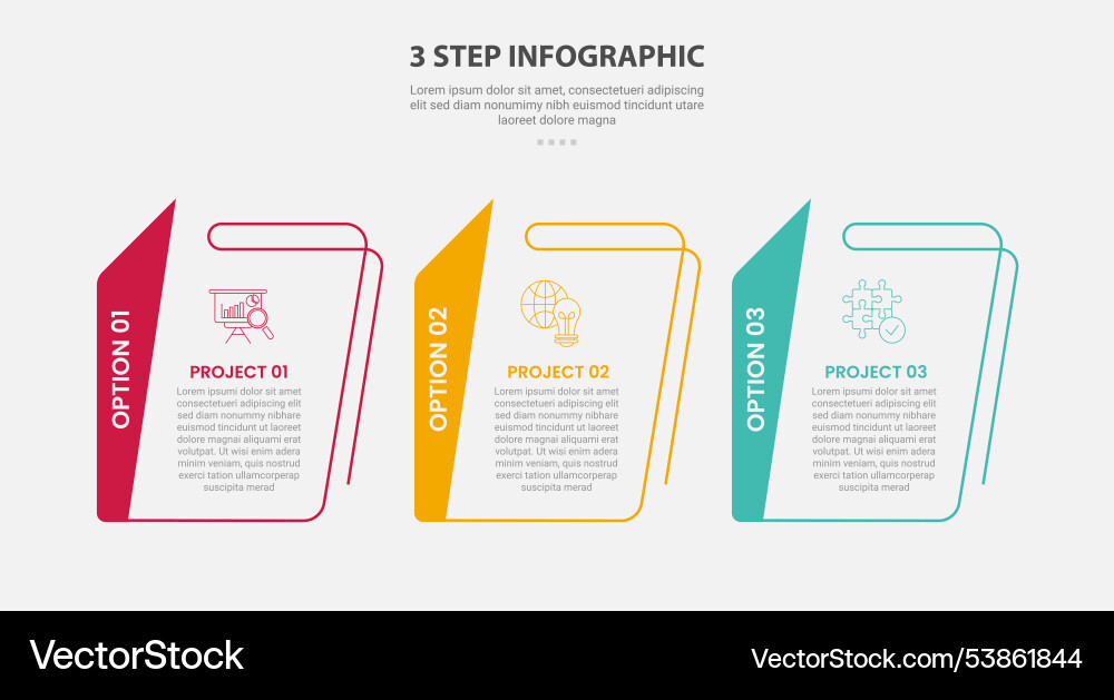 3 Punkte Vorlage infographic Umriss Stil Vektorbild