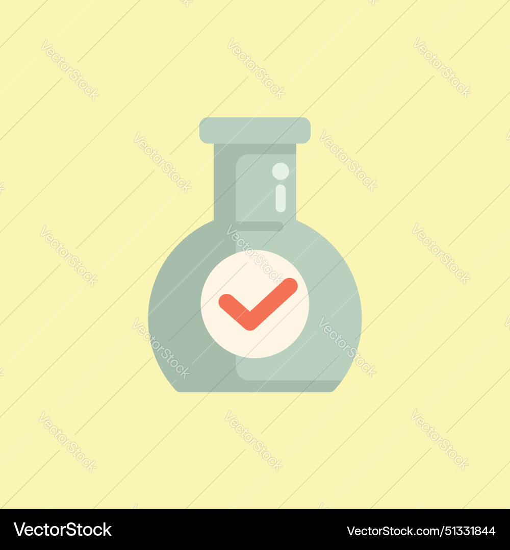 Cartoon approved science flask icon Royalty Free Vector