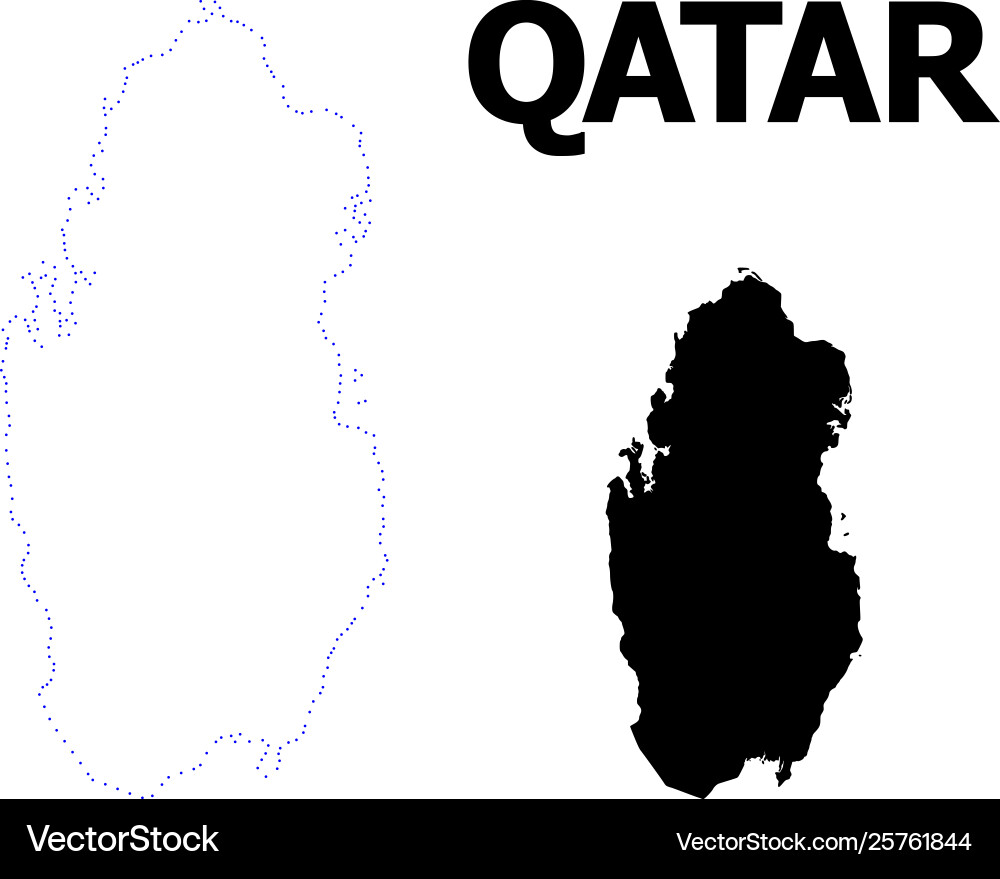 Contour dotted map qatar with name Royalty Free Vector Image