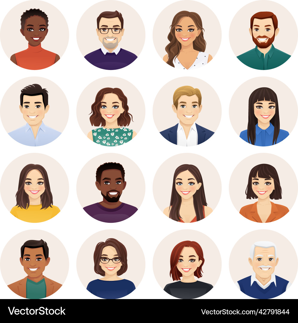 Diverse People Avatar Collection Royalty Free Vector Image
