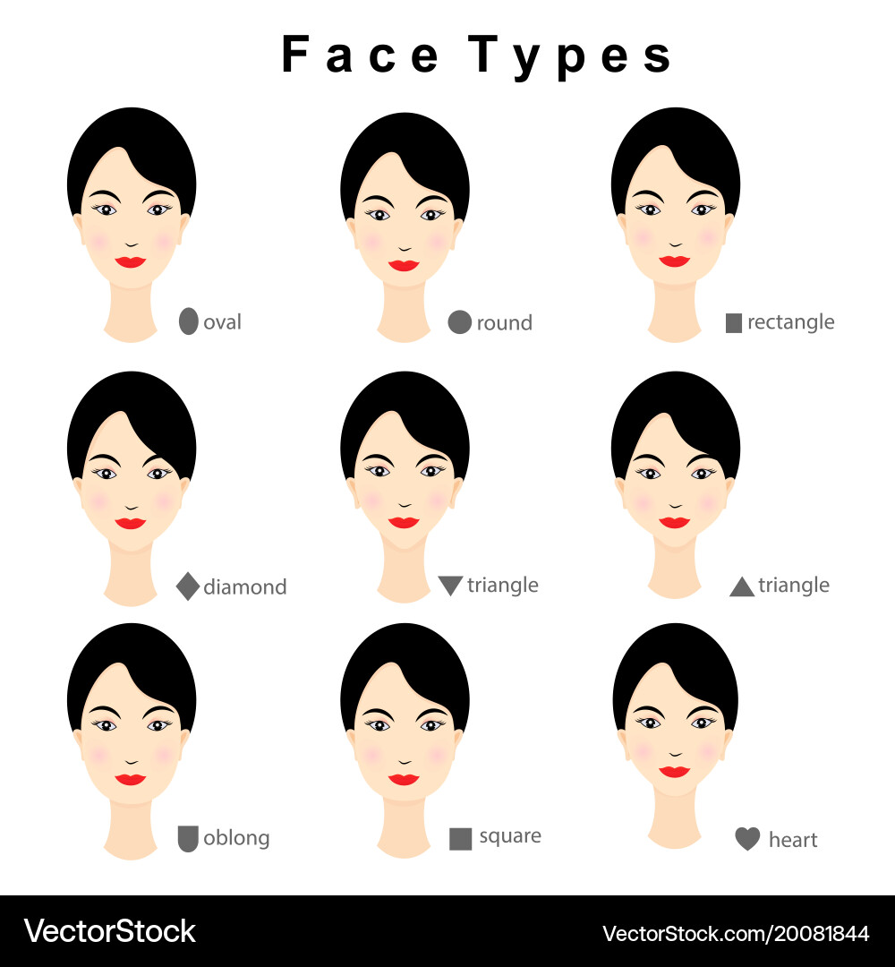 Female face shapes on white background Royalty Free Vector