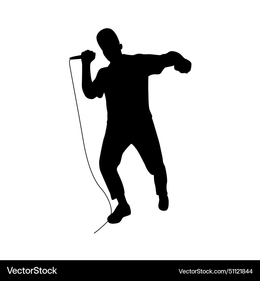 Man singing karaoke with micro happy singer Vector Image