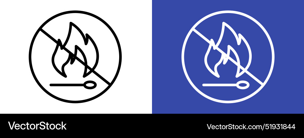 No fire allowed sign for fire safety and Vector Image