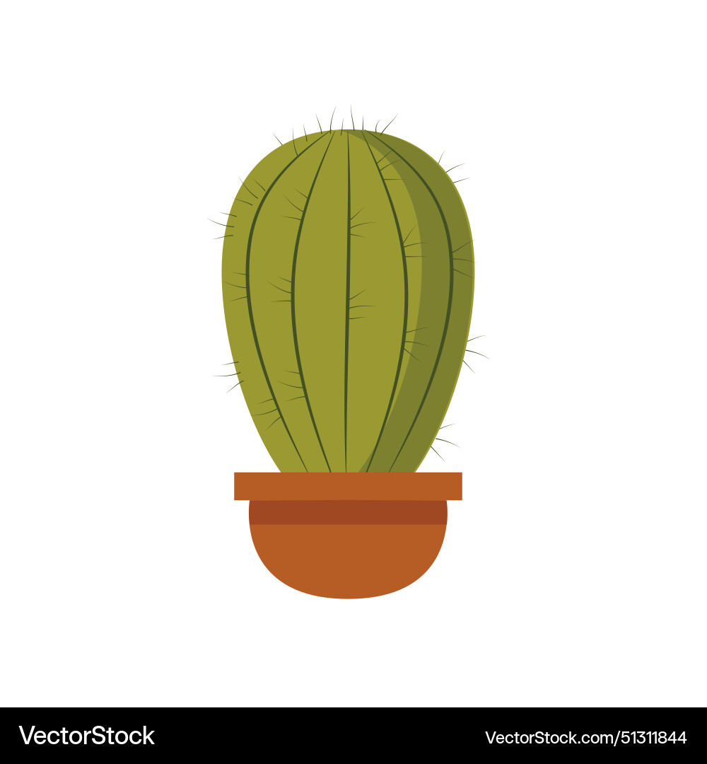 Round cactus in pot isolated Royalty Free Vector Image