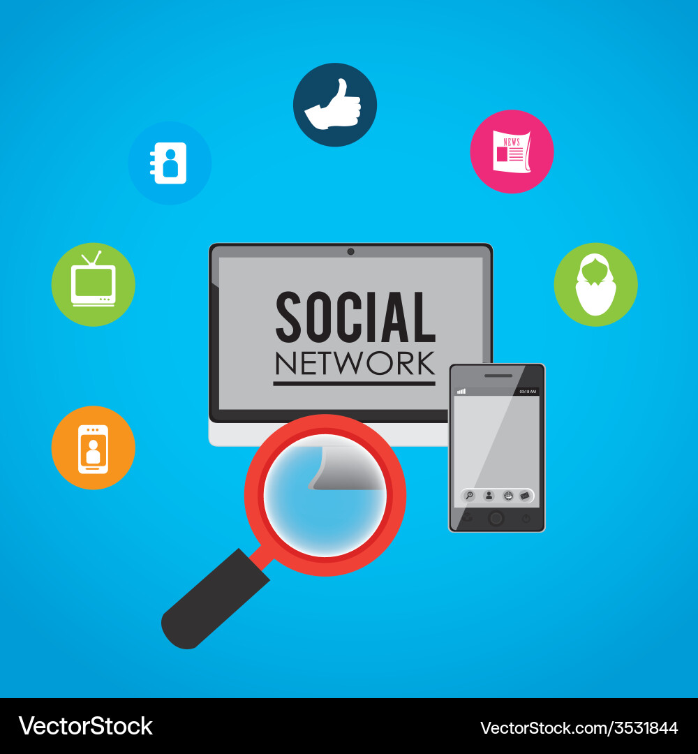 Social media design over blue background Vector Image