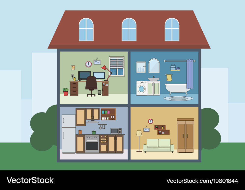 View of the house from inside Royalty Free Vector Image