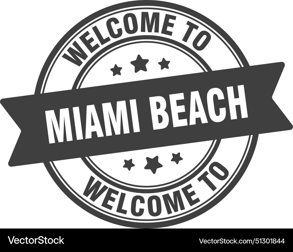 Welcome to miami beach stamp round Royalty Free Vector Image