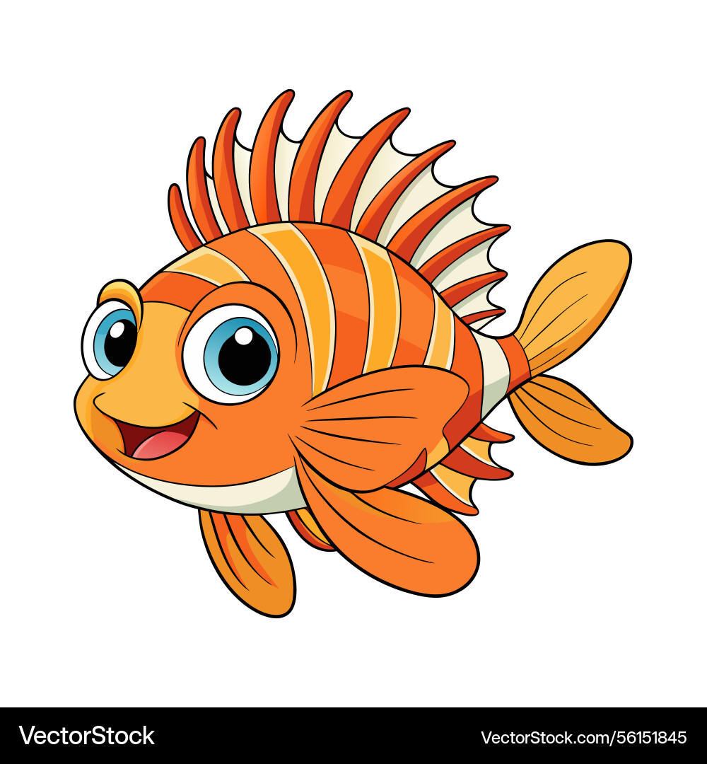 A smiling cartoon lionfish Royalty Free Vector Image