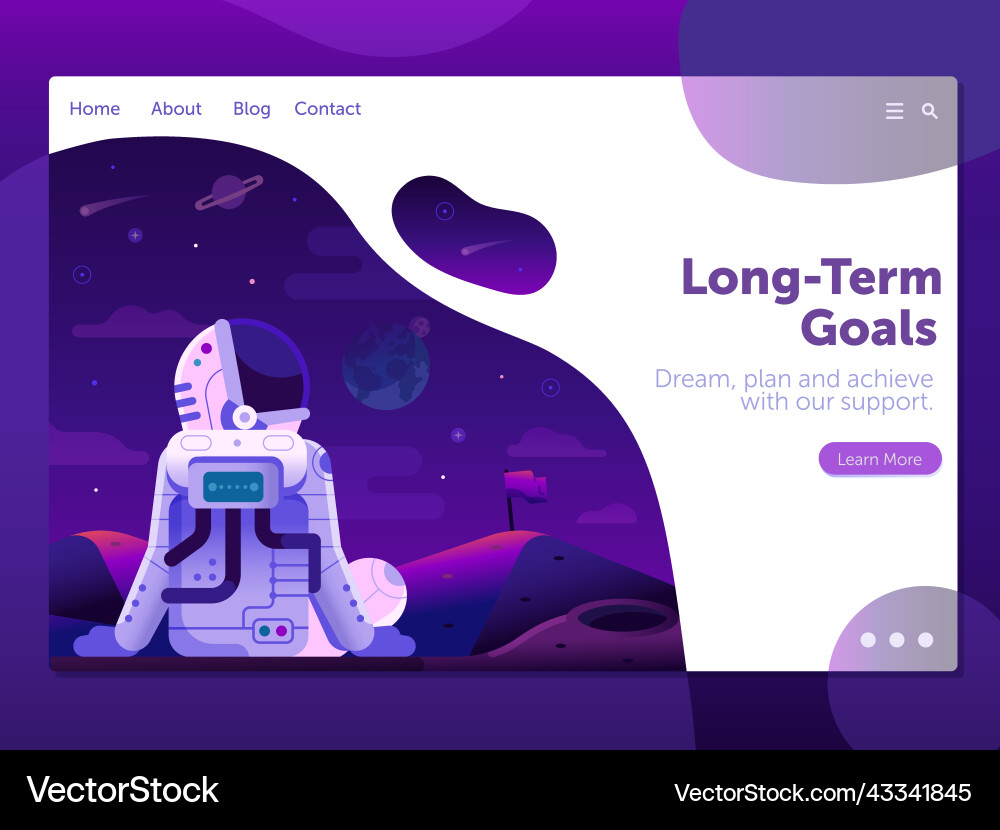 Astronaut on planet surface space mission banner Vector Image