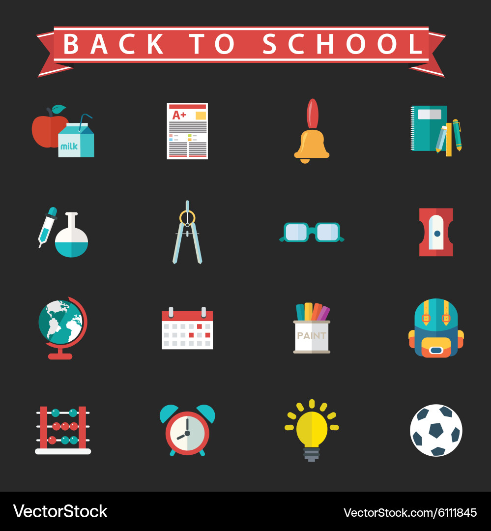 Back to school icon set Royalty Free Vector Image