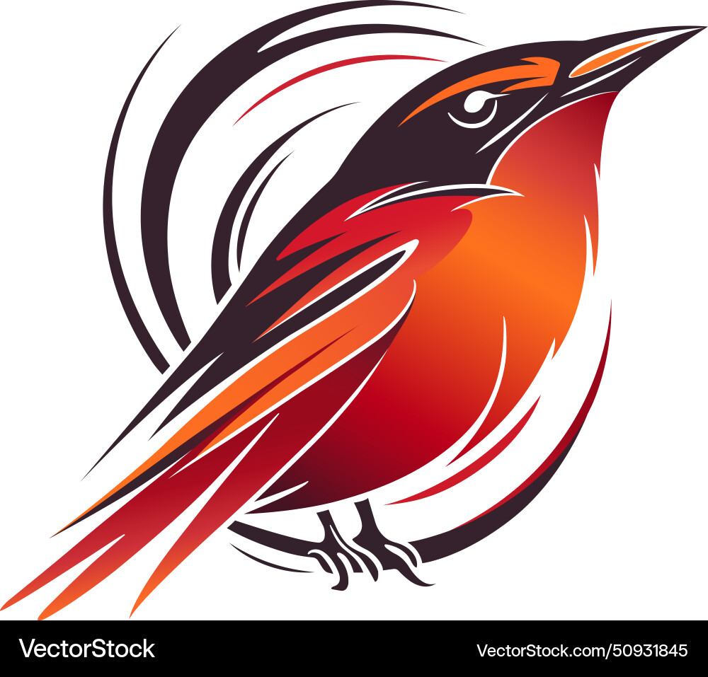 Cardinal bird logo design gradient color red Vector Image