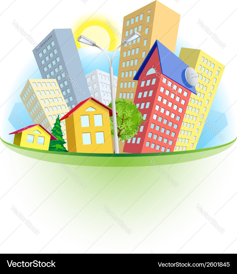 Colorful Cartoon Cityscape Royalty Free Vector Image