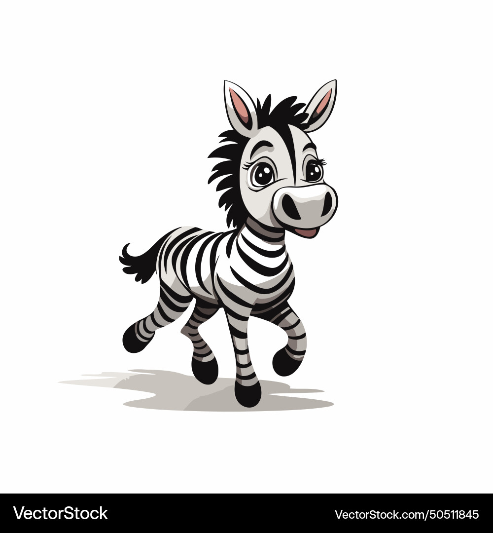 Cute cartoon zebra isolated on white background Vector Image