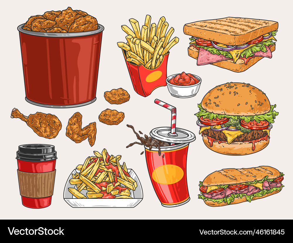 Fast Food Labels & Icons Royalty Free Vector Image