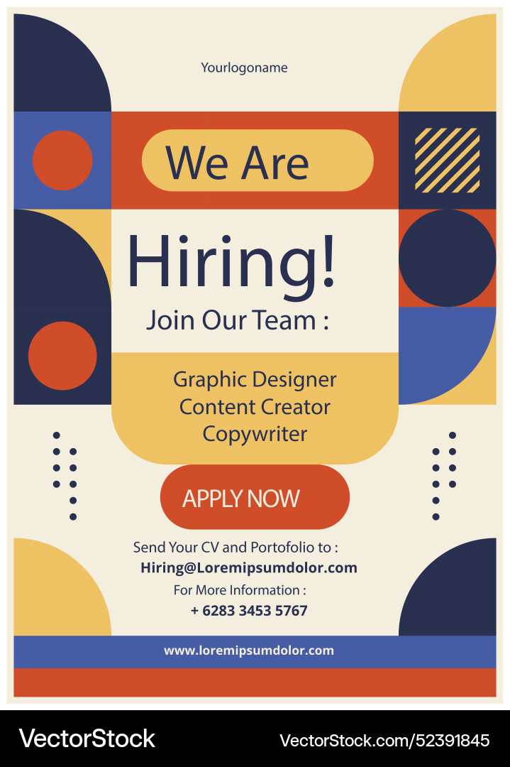Flat design hiring poster template Royalty Free Vector Image