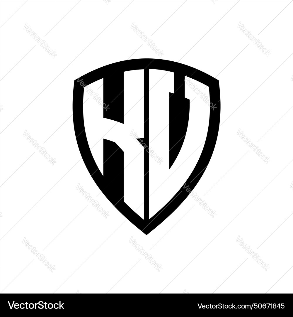 Kv monogram logo with bold letters shield shape Vector Image