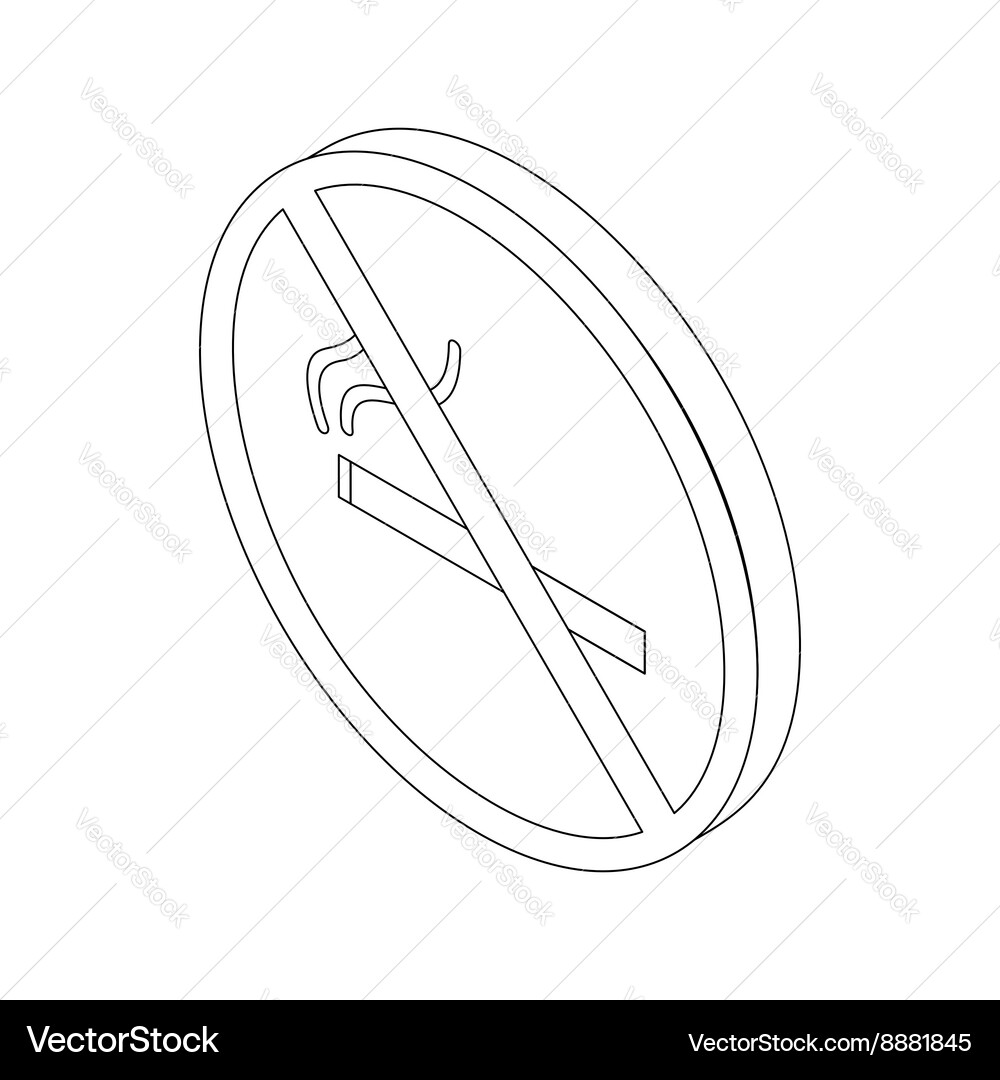 No smoking sign icon isometric 3d style Royalty Free Vector