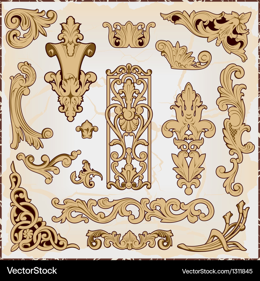 Pattern in rococo style Royalty Free Vector Image