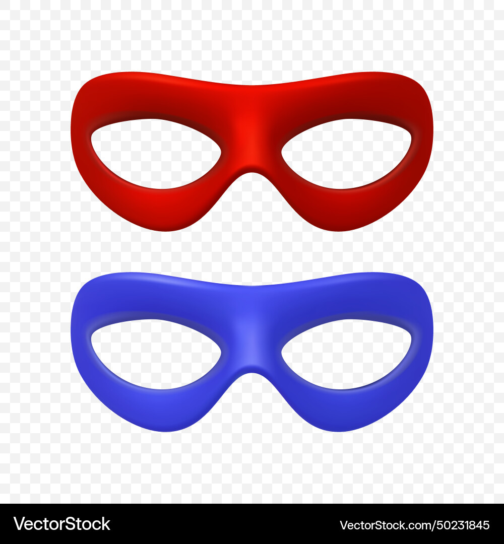 Red and blue super hero mask set face Royalty Free Vector