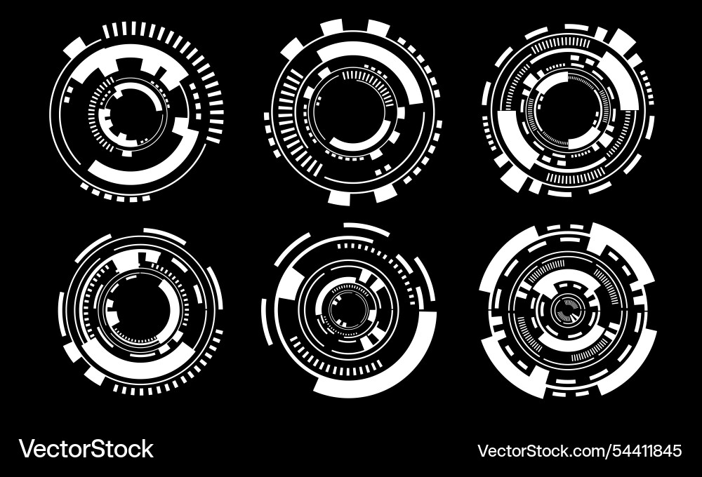 Set of sci fi white circle user interface Vector Image